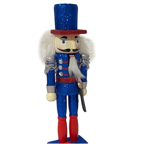 Holiday | Nu Blue Wooden Glittery Christmas Nutcracker Holiday Decor ...